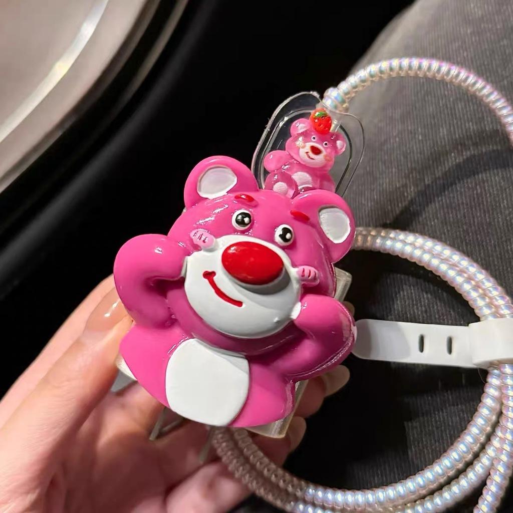 หมีแดงใหม่ 】 พร้อมส่งจากไทย ชุดพันสาย เคสหัวชาร์จ ลายการ์ตูน ตัวถนอมสาย ...