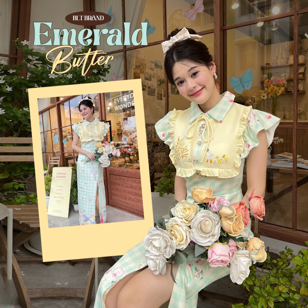 K580 BELLITA BRAND เดรสลายสก็อตพิมพ์ลายน้องเป็ด ผ่าหน้า ชุดเที่ยว เข้าวัด คาเฟ่ | Shopee Thailand