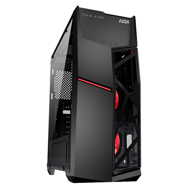 Case AZZA GOLEM 221 Black Red CSAZ-221G เคส คอมพิวเตอร์ | Shopee Thailand