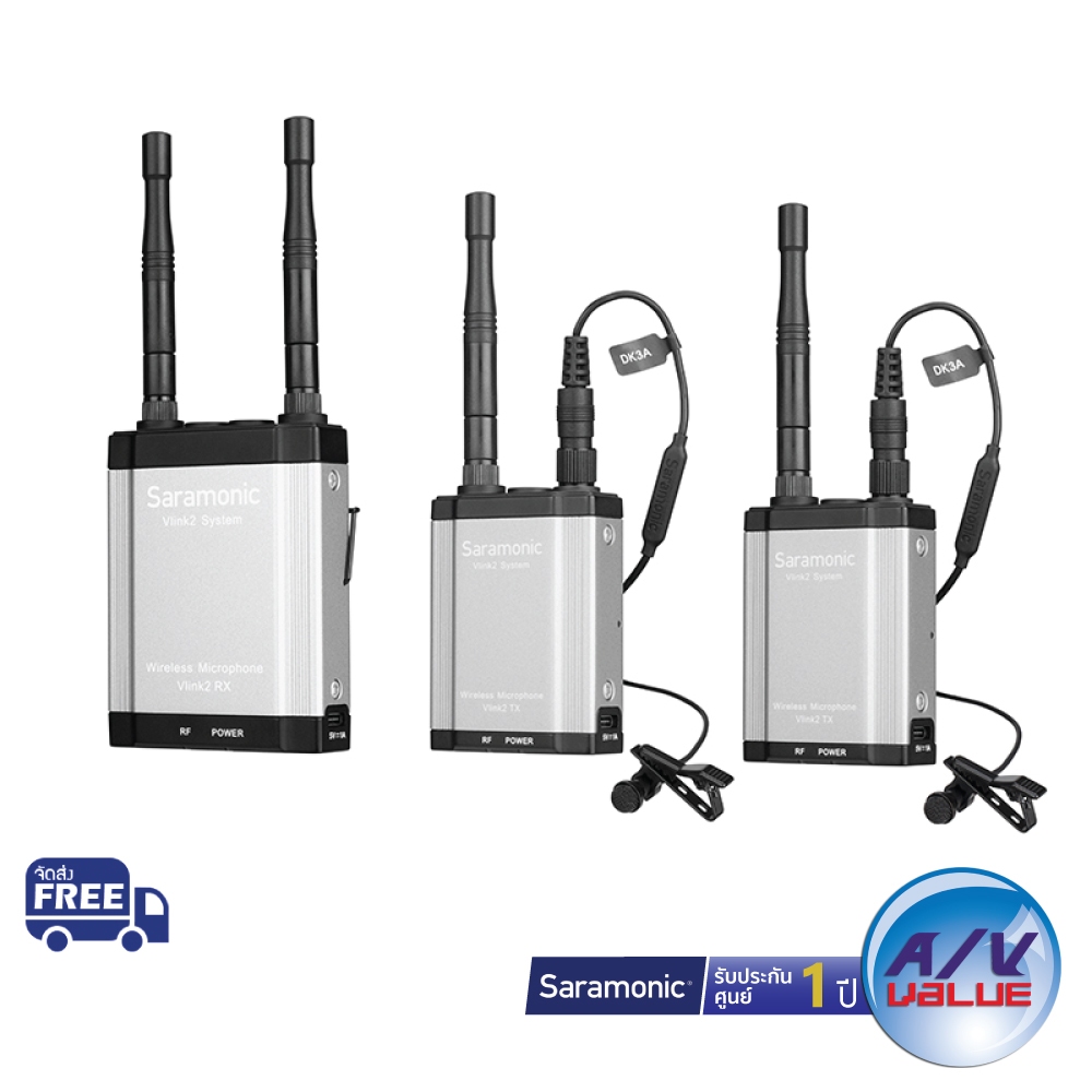 Saramonic Vlink 2 Kit 2 (TX+TX+RX) - 2.4 GHz Wireless Microphone System | Shopee Thailand
