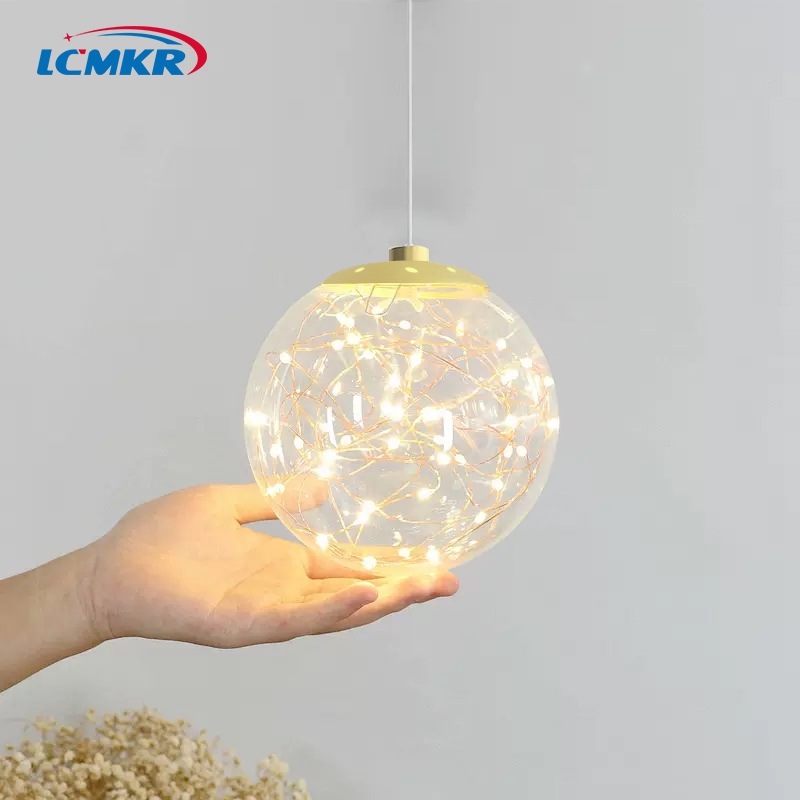 LCMKR LED Glass Chandelier โคมระย้าแก้ว โคมระย้าสร้างสรรค์ โคมระย้าแก้วหัวเดียว โคมไฟแขวน ไฟ ...