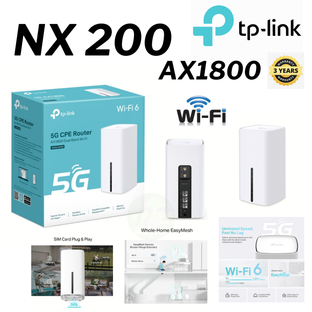 5G TP-LINK เร้าเตอร์ใส่ซิม (Archer NX200) 5G AX1800 Wireless Dual-Band ...