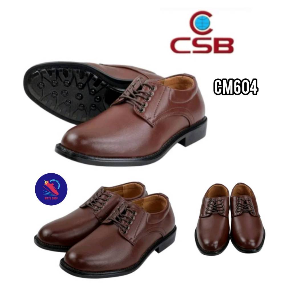 CSB คัทชูหนังขัดมัน แบบผูกเชือกสีน้ำตาล รุ่น CM604 ข้าราชการ ทำงาน นัก ...