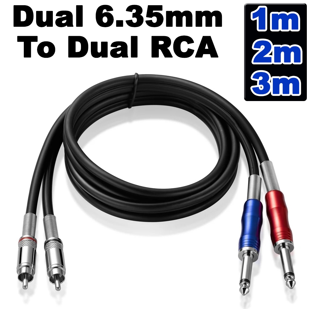 สาย 2RCA to Dual TS ( Dual RCA to 2x 6.35mm 1/4'' Mono TS Plug ...