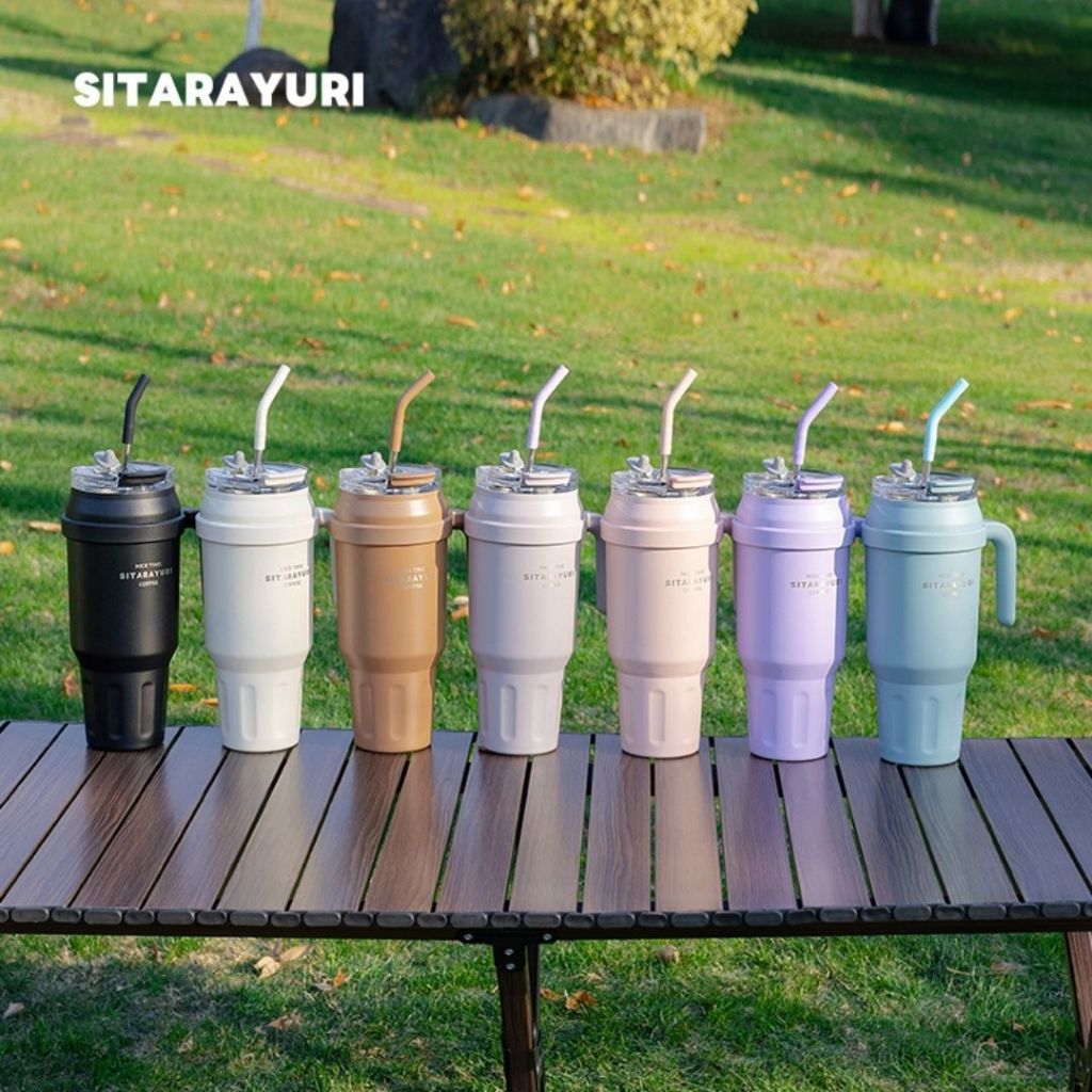 SITARAYURI แก้วเก็บความเย็น หูจับข้างแก้วแข็งแรง เก็บเครื่องดื่มเย็นหรือร้อนได้ สแตนเลส 304 ขนาด ...