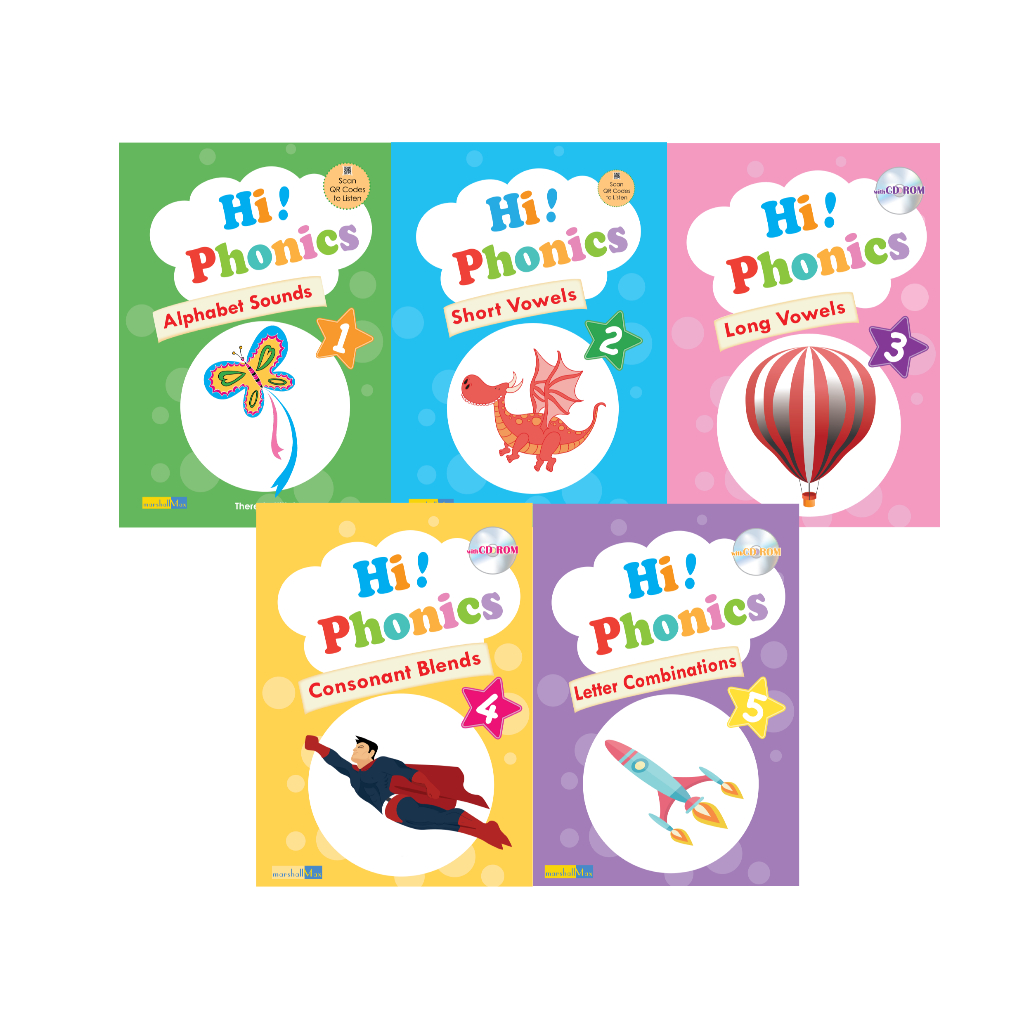 โฟนิคส์ Student Book Set Hi Phonics Level 1-5 แบบเรียน +CD/Audio QR ...