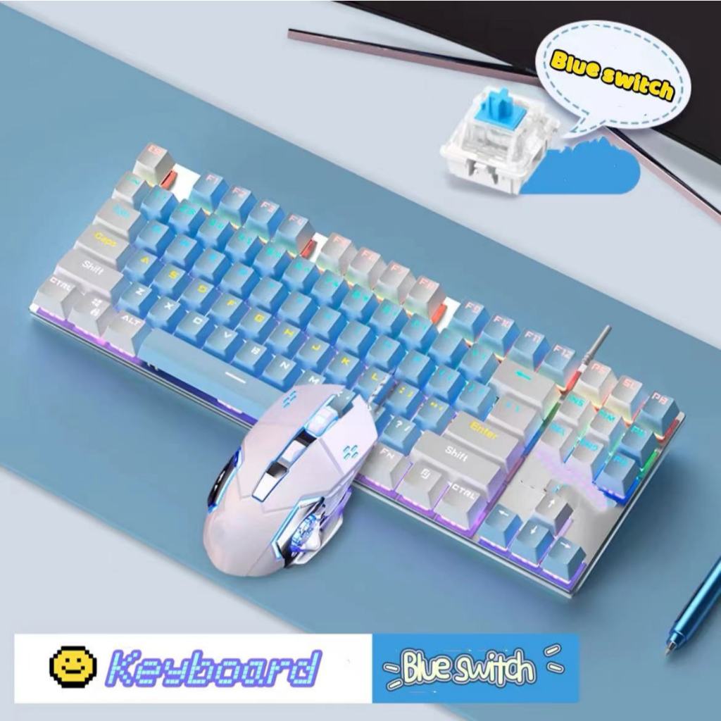 คีย์บอร์ดKeyboard Gaming Blue switch คีย์บอร์ด 87 Key Mechanical ...