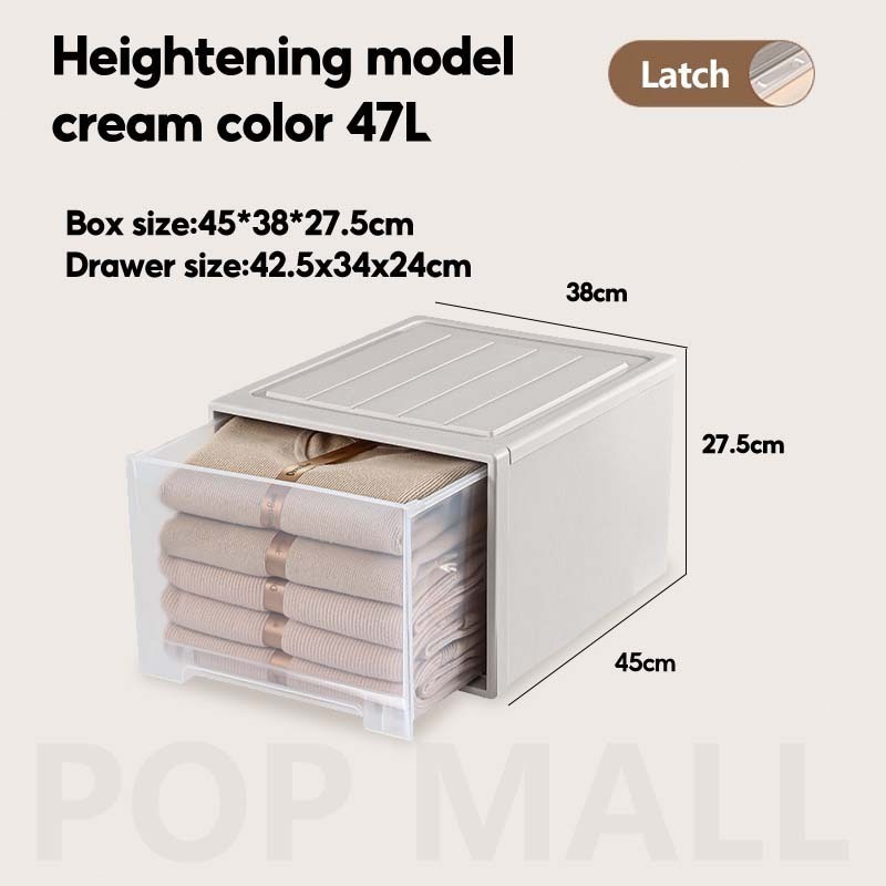 NeatBox กล่องพลาสติก กล่องลิ้นชัก PP 5-74L กล่องเก็บเสื้อผ้า วางซ้อนกันได้ ไม่ต้องติดตั้ง เก็บ ...