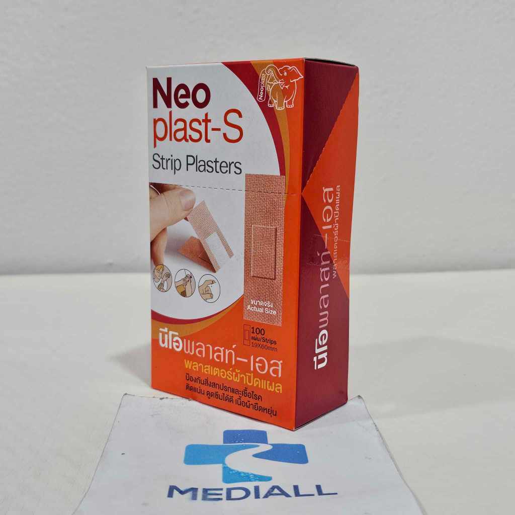 Neoplast-S plaster Strip Plasters นีโอพลาสท์-เอส พลาสเตอร์ผ้าปิดแผล 100 ...