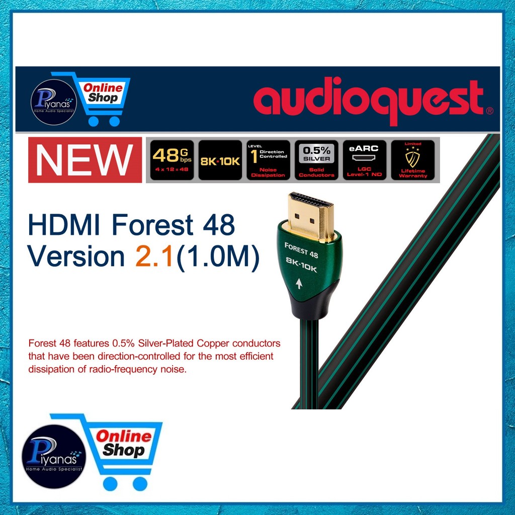 AUDIOQUEST : HDMI-FOREST 48 VERSION 2.1 (1.0M) /piyanas electric/ปิยะ ...