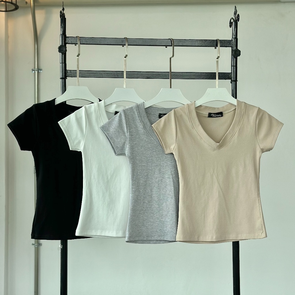 Atipa - Tiki V Top เสื้อคอวีผ้ายืด เด้ง นุ่มใส่สบาย | Shopee Thailand