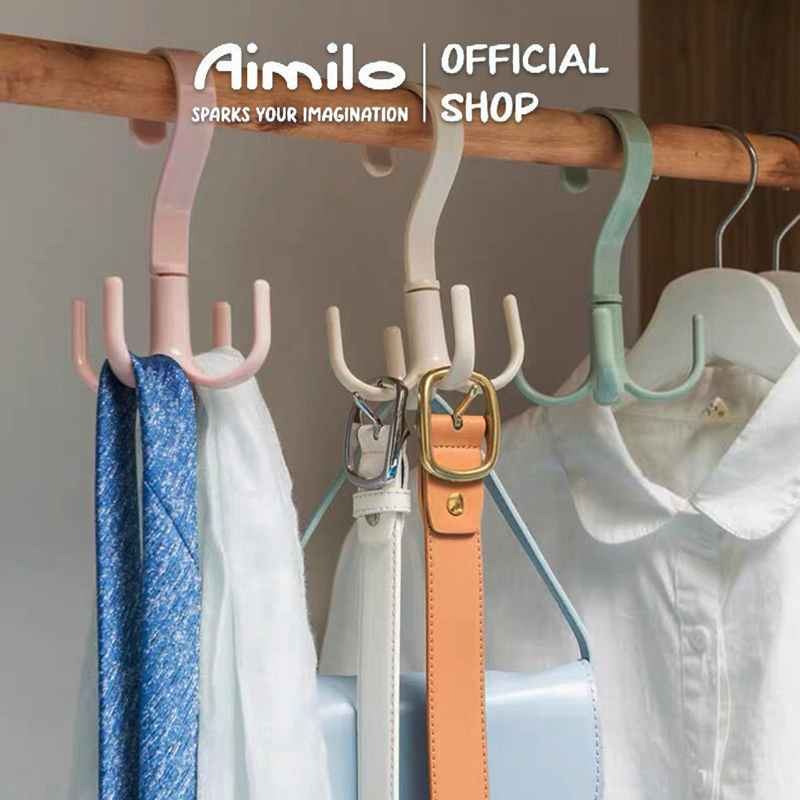 Aimilo shop ที่แขวนผ้าพันคออเนกประสงค์ 4 กรงเล็บแบบหมุนได้ ตะขอเกี่ยว ...