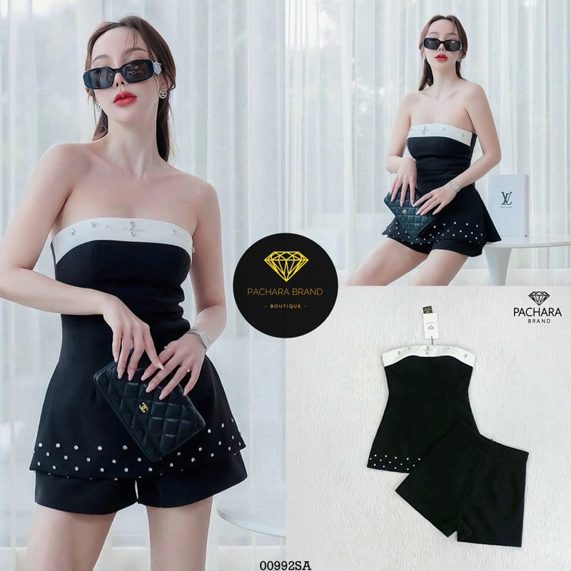 Code: 00992SA ชุดเซทสีดำแบบเรียบหรูดูแพง ชุดไปงานสีดำ งานป้าย Pachara | Shopee Thailand