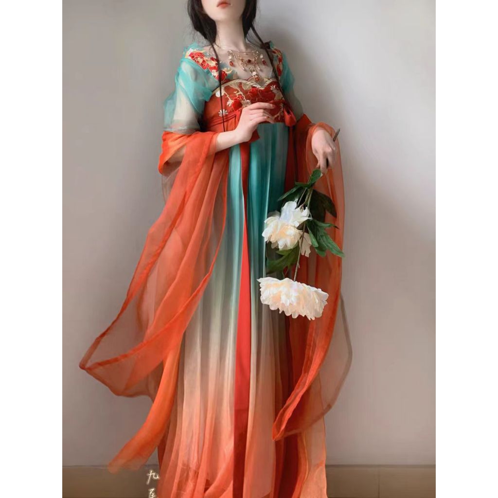 ต้นฉบับ [Jiu Feng] หนึ่งชิ้นกระโปรง Khozi เย็บปักถักร้อยองค์ประกอบ Han ...