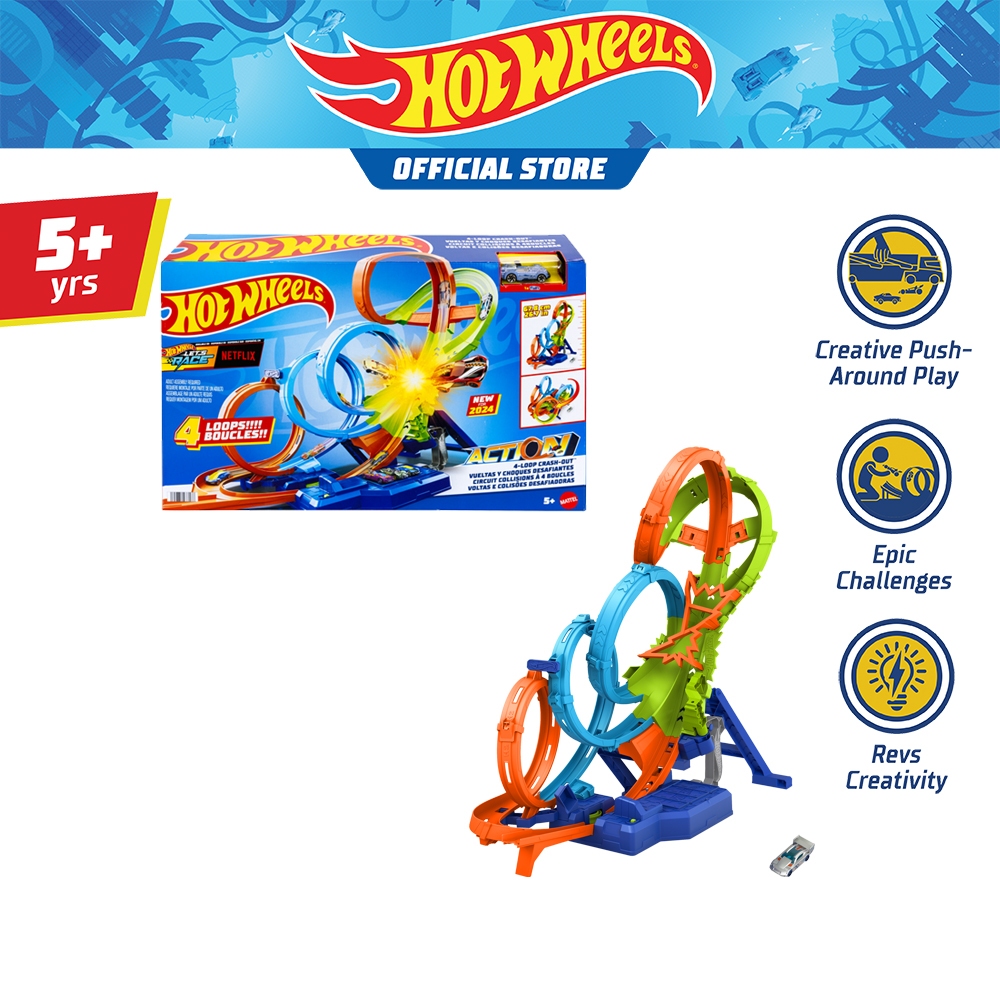 Hot Wheels Action 4-Loop Crash Out ชุดรางฮอตวีลส์ แอ็คชั่น ตีลังกา 4 ...