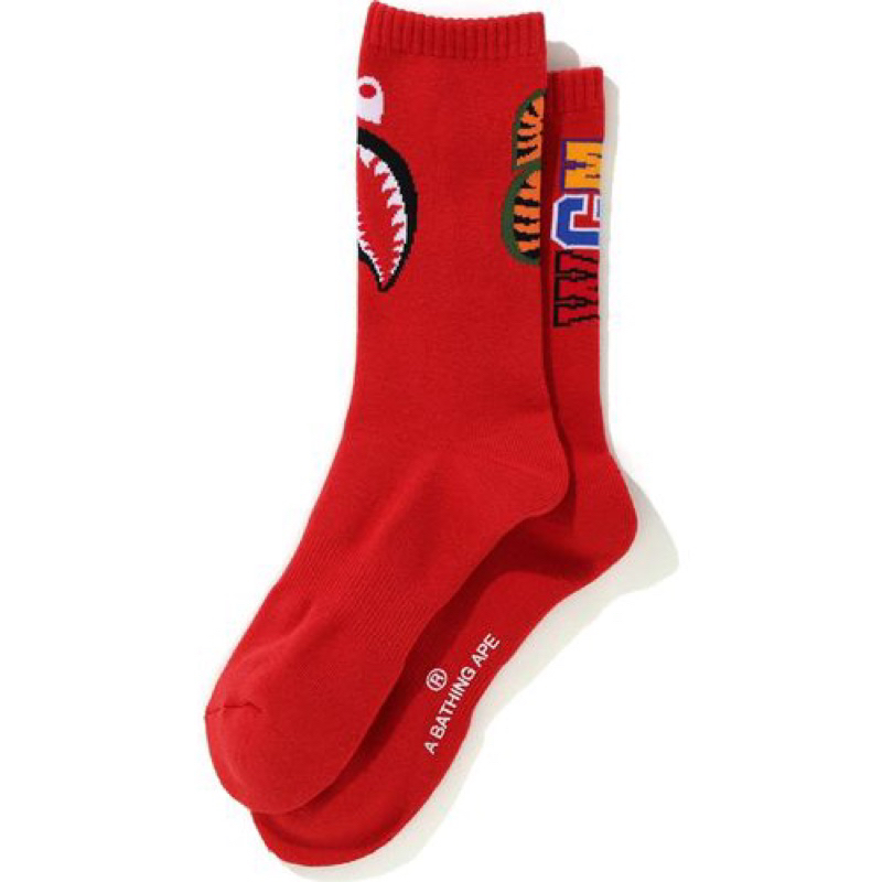 [พร้อมส่ง] BAPE Shark Socks Red หายากมาก | Shopee Thailand