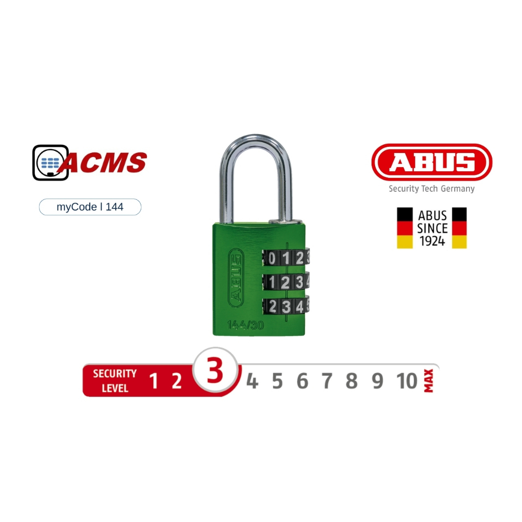 ABUS Combination lock 144/30 green กุณแจล็อคแบบตั้งรหัสล็อครุ่น 144/30 สีเขียว | Shopee Thailand