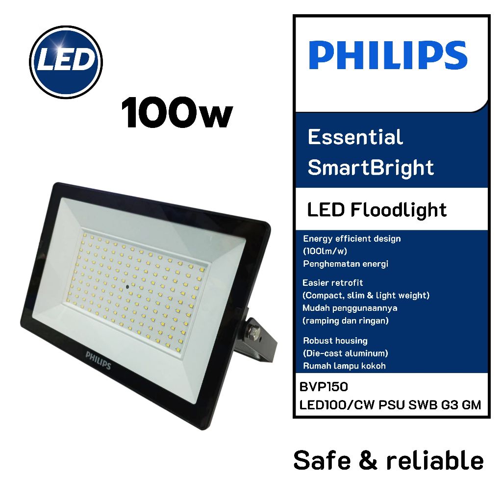 Philips LED Floodlight โคมฟลัดไลท์ BVP150 LED100/CW PSU 100W SWB G3 GM ...