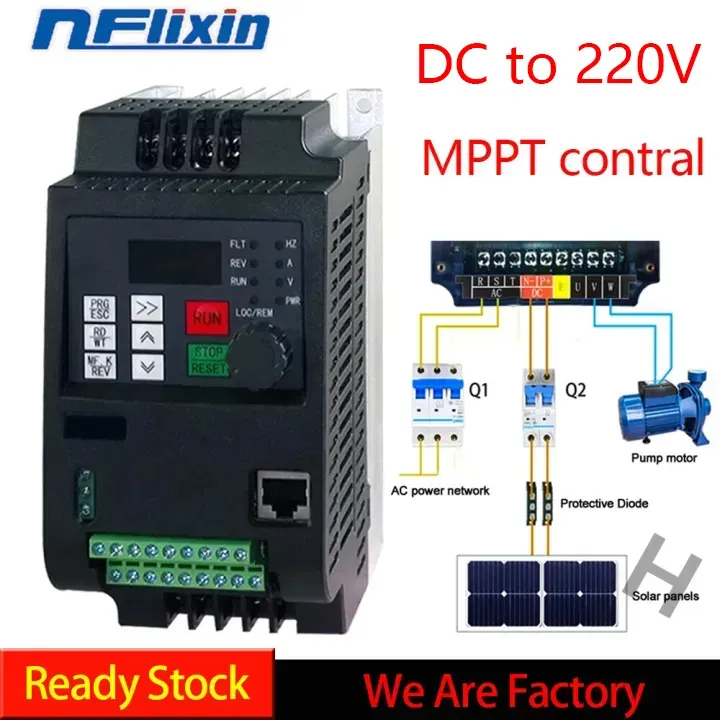 2in1 Solar VFD 2.2KW VFD Solar Inverter 3HP DC 200-400V Input 1-Phases ...