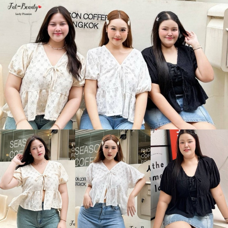เสื้อคลุมแขนสั้น เสื้อสาวอวบ อก38-54นิ้ว (มีไซซ์) plussize | Shopee Thailand