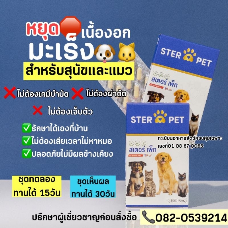 (2กล่อง) สเตอร์เพ็ท STER PET 30แคปซูล น้องหมาแมวป่วย มะเร็ง เนื้องอกแผล ...