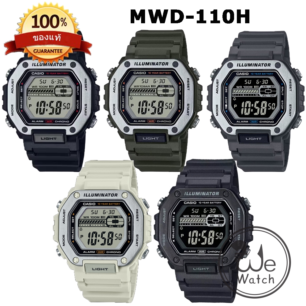 CASIO ของแท้ รุ่น MWD-110H นาฬิกาข้อมือผู้ชาย digital ทรงสี่เหลี่ยม ...