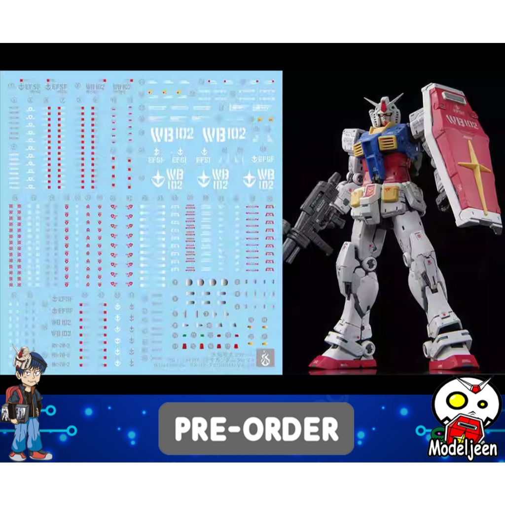 Preorder (Ghost Decal) Water Decal 203 RG 1/144 Gundam Rx-78-2 V.2.0 ...