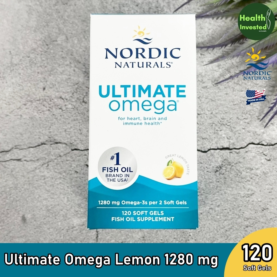 Ultimate Omega Lemon 1280 mg 120 Soft Gels อัลติเมทโอเมก้า น้ำมันปลา โอ ...