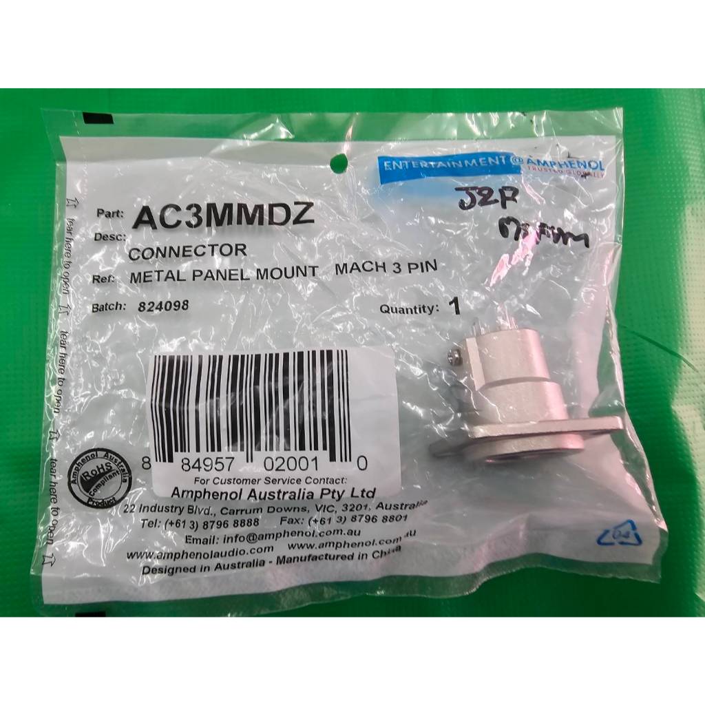 Amphenol AC3MMDZ XLR 3 Pin 3 PIN Connector แจ็ค XLR ตัวผู้ติดแท่น ...
