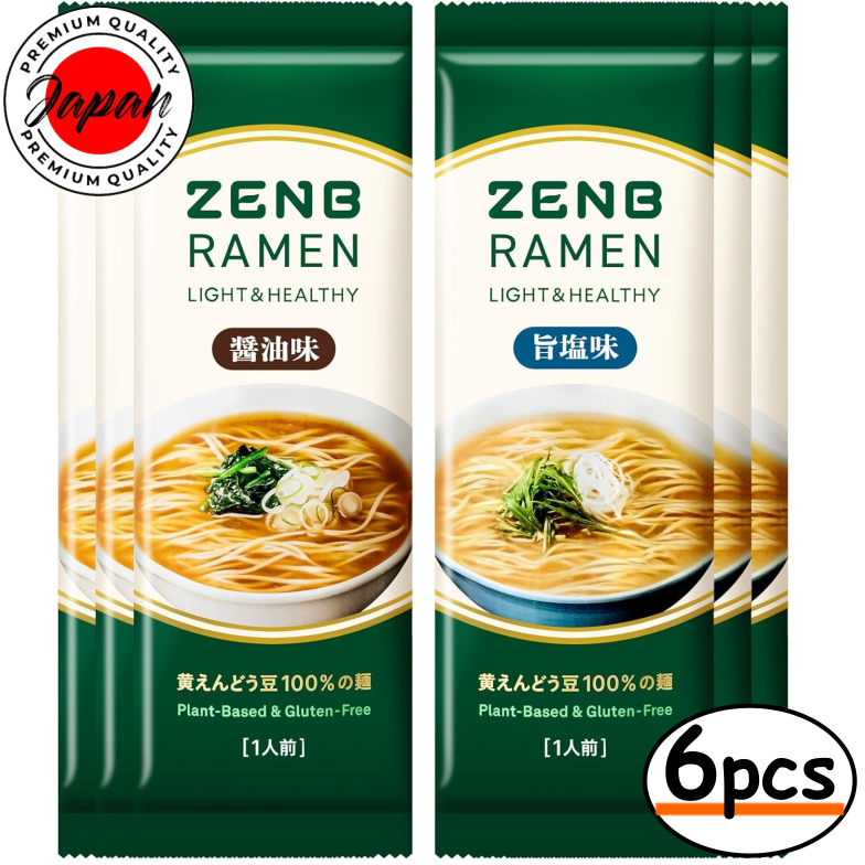 ZENB Ramen Meal Kit 6 meals (Soy sauce/Salty flavor) Made in JAPAN [Carb-free, gluten-free ...