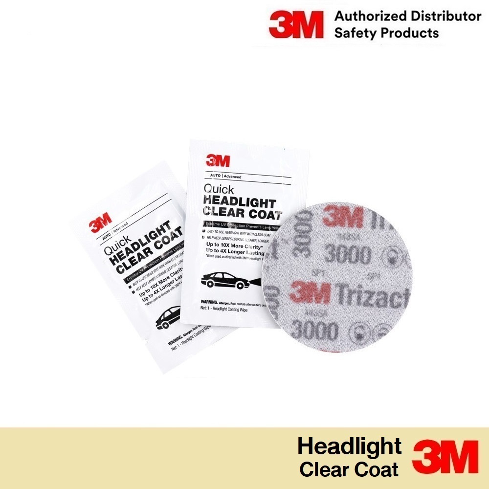 3M ชุดขัดโคมไฟหน้ารถยนต์ (Headlight Clear Coat 2 ซอง + กระดาษทรายกลม ...