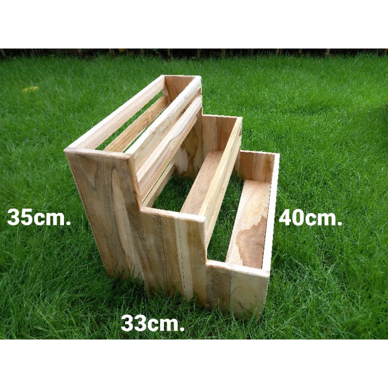 ชั้นวางขวดไม้สัก 3ชั้น | Shopee Thailand