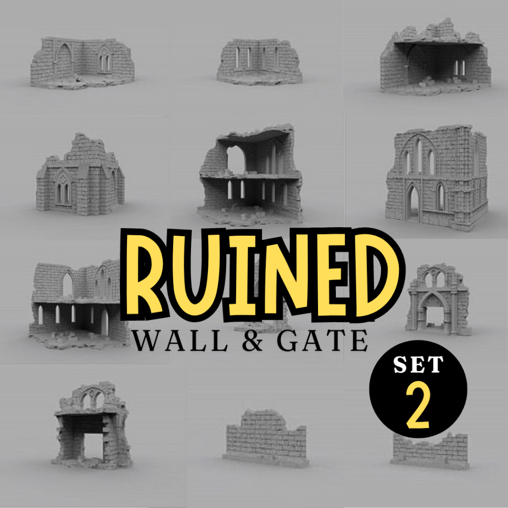DnD I Ruined Wall & Gate SET 2 โมเดลประกอบฉาก (งาน PLA ยังไม่ลงสี) -ใช้ ...