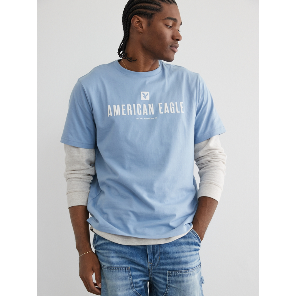 American Eagle เสื้อยืดผู้ชาย G SS CORE BRAND SET IN TEE- PC DYE ...