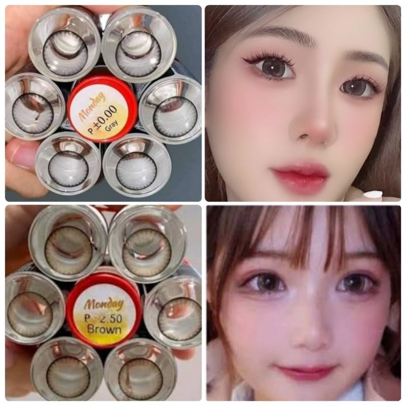 บิ๊กอาย คอนแทคเลนส์ รุ่น monday gray/ brown ฝาแดง ยี่ห้อ Pitchy lens ...