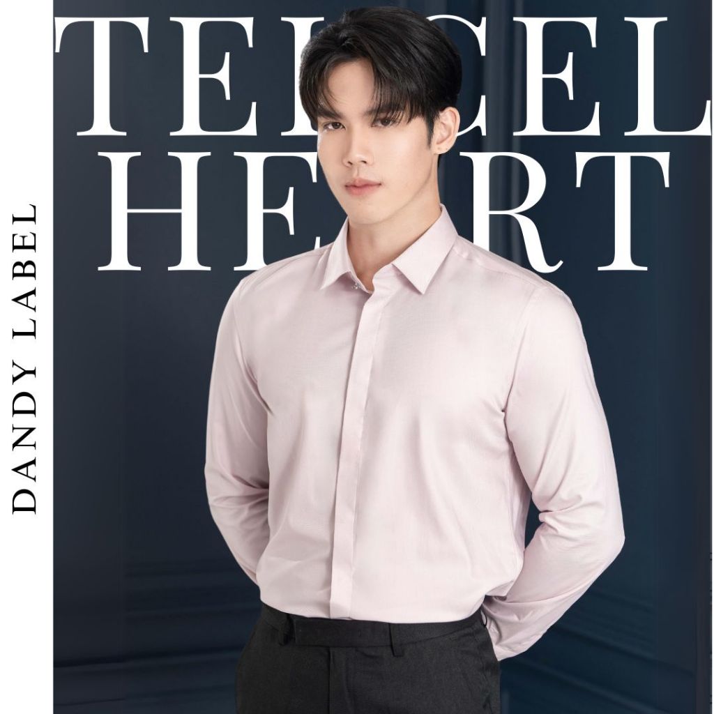 DANDY LABEL เสื้อเชิ้ตคอปก แขนยาว ผ้า TENCEL MIX รุ่น Pink Heart ใส่แล้วเย็น ยับยาก รีดง่าย ทรง ...