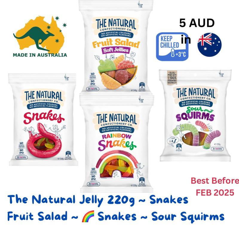 Jelly the Natural (Snakes/Soursquirms/Fruits Salad)Australia (260g 220g) | Shopee Thailand