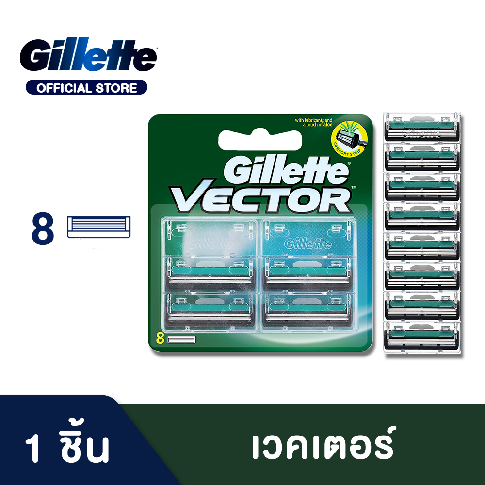 ยิลเลตต์ เวคเตอร์ ใบมีดโกน แพ็ค 8 ชิ้น Gillette Vector Blade 8 ...