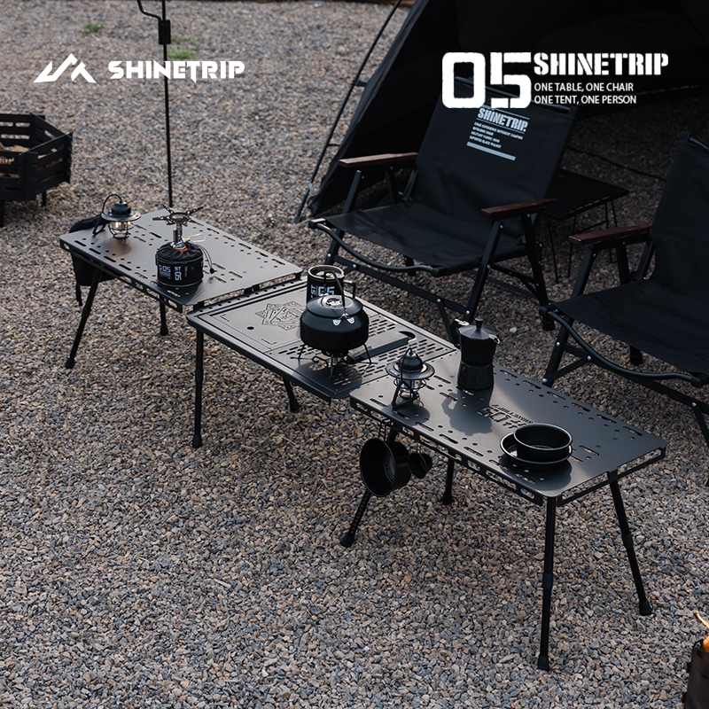 ShineTrip โต๊ะพับอลูมิเนียม สีดำ รุ่น a487 สีดำ ขาปรับระดับได้ มีความ ...