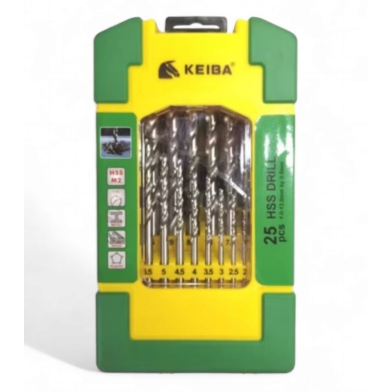 KEIBA KE-2503006 HSKPB225 ดอกสว่านเจาะเหล็ก HSS สีขาว 1-13mm กล่องพลาสติคชุด 25ตัว ชุดดอกสว่าน ...