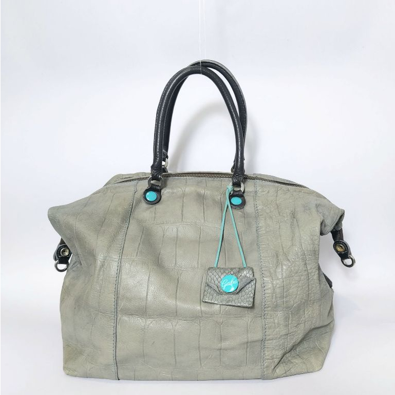GABS Firenze Italian Leather Tote Purse in Beige Gray. กระเป๋าสะพายข้าง ...