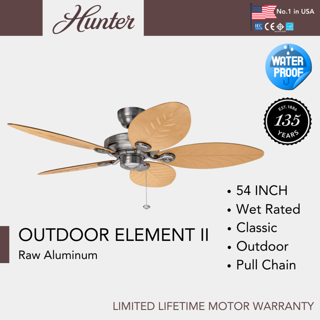 Hunter Fan พัดลมเพดาน รุ่น Outdoor Element II - Raw Aluminium 54 ...