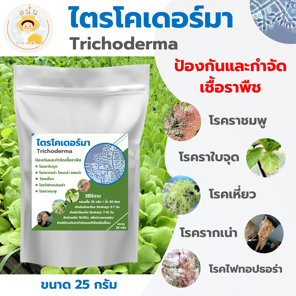 ไตรโคเดอร์มา Trichoderma แบบผง ป้องกันและกำจัดเชื้อราพืชสวน โรคราใบจุด ...