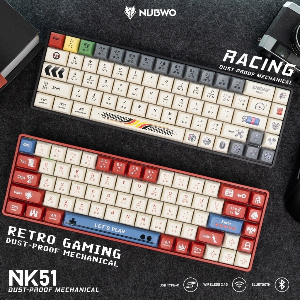 Nubwo NK51 Mechanical Wireless Gaming Keyboard 65% พร้อมด้วยไฟ Mini RGB ...
