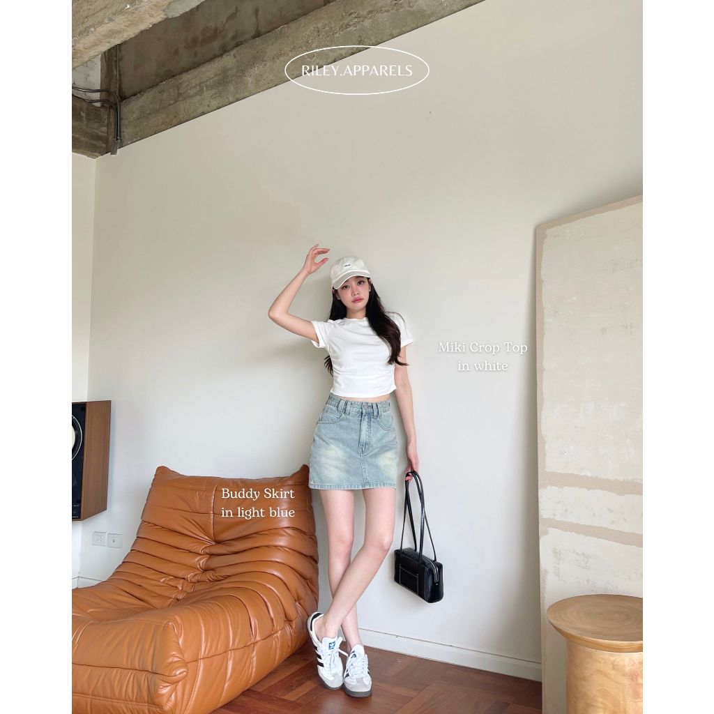 Riley.apparels - Buddy Jean Skirt กระโปรงยีนส์สั้น 7008 | Shopee Thailand