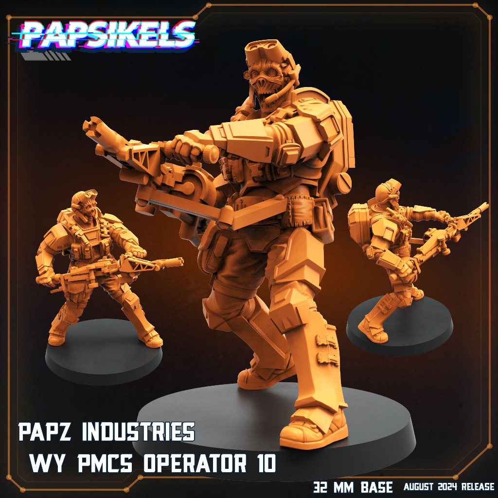 W-Y PMC Operator [10] - Vs Humans - Humanoid Human Undead / 32mm scale 3D printed miniature PSK ...