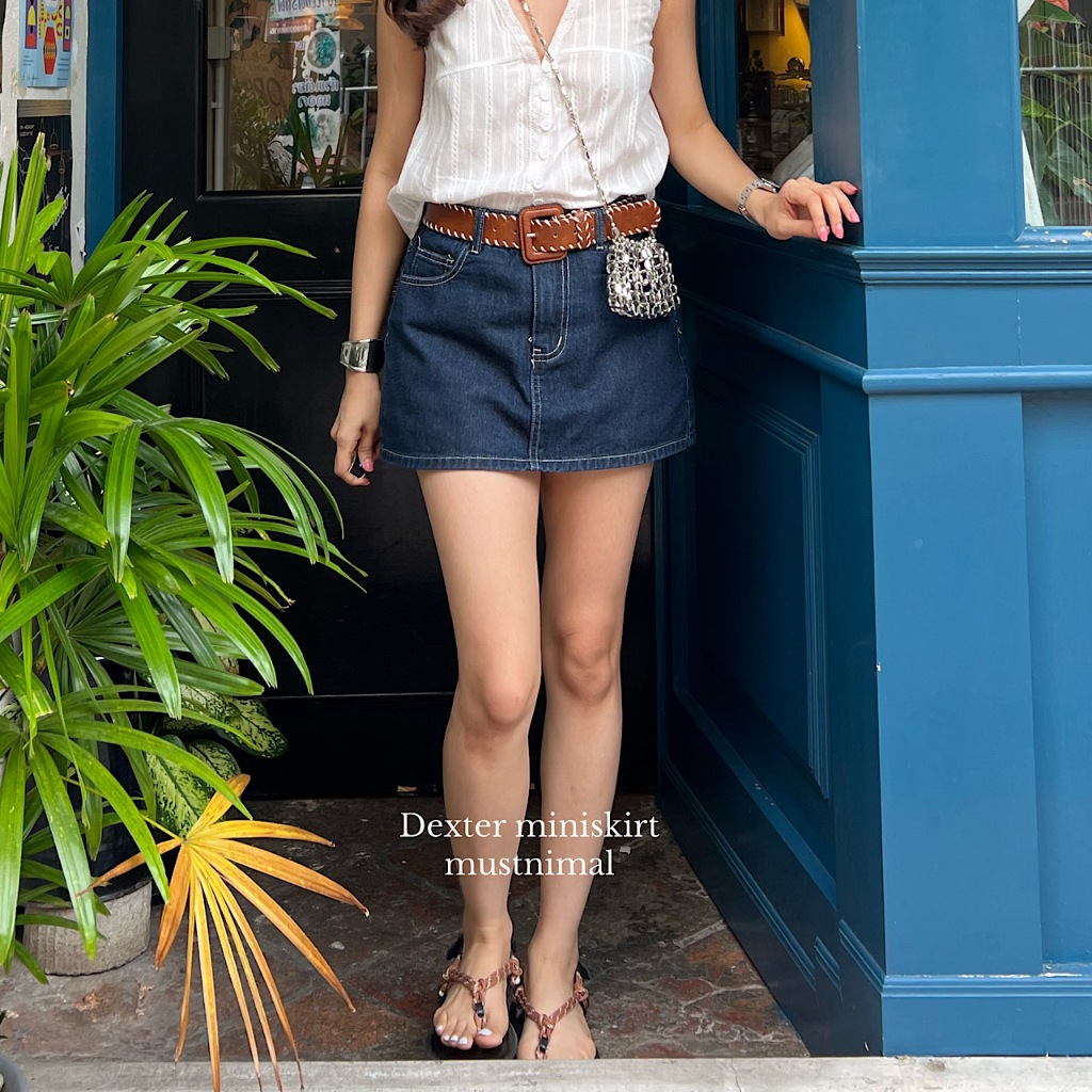 (พร้อมส่งทุกสีค่ะ) MUSTNIMAL | Dexter denim miniskirt กระโปรงยีนส์สั้น ...