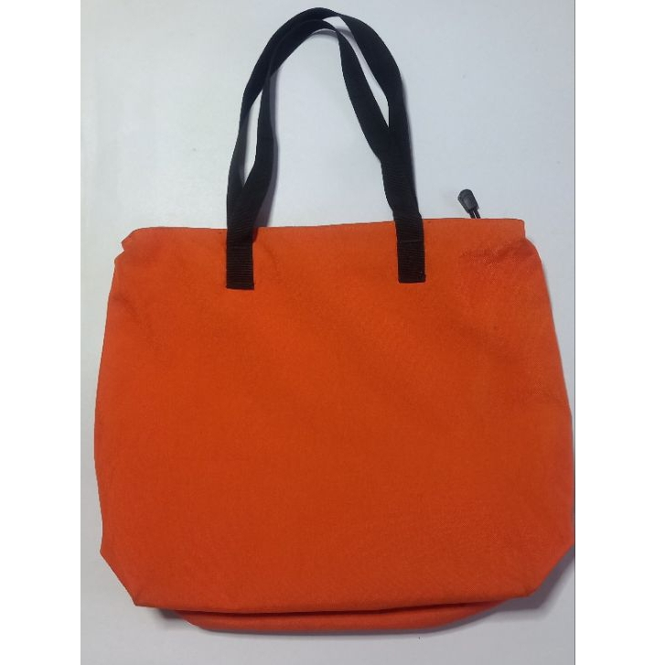 กระเป๋าผ้าแคนวาสสีส้ม Volcash ปากบนซิป ทรง Tote bag ใบใหญ่ สะพายไหล่ได้ ...