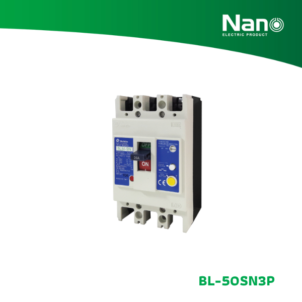 NANO เซอร์กิตเบรกเกอร์กันดูด SHIHLIN/NANO MCCB 3P 50AF (15A, 20A, 30A ) (1 ชิ้น/กล่อง) รุ่น BL ...