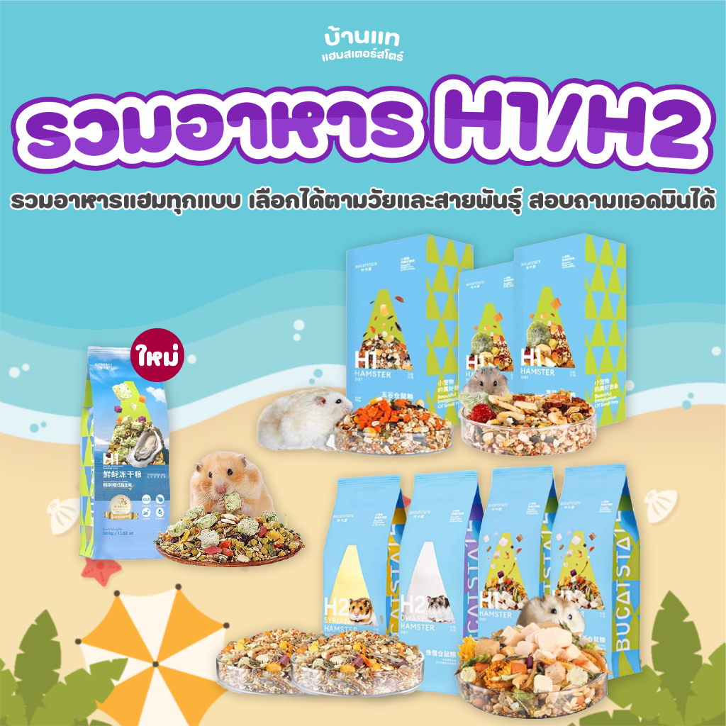 [มีทุกสูตร] อาหารแฮมสเตอร์ BUCATSTATE H1/H2 ทุกสูตร อาหารสำหรับแฮมสเตอร ...